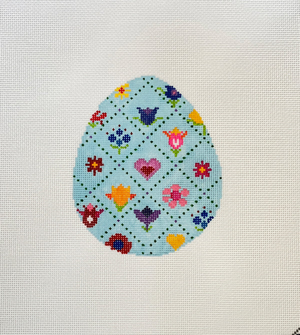 Blue Grid Egg 24-377 PRE ORDER — Needlepoint Junction