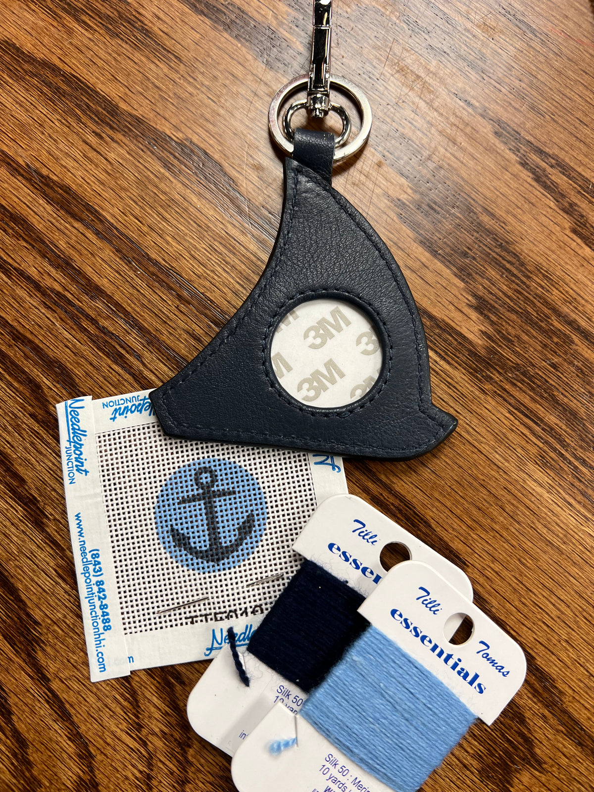 Sailboat fob with Anchor Canvas and threads — Needlepoint Junction