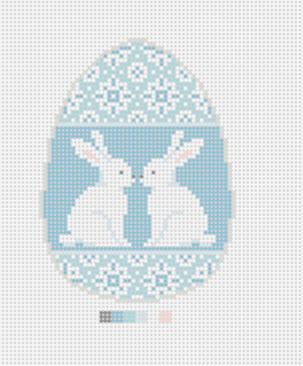 Bunnies in Aqua Easter Egg Exclusively ours PRE ORDER — Needlepoint Junction